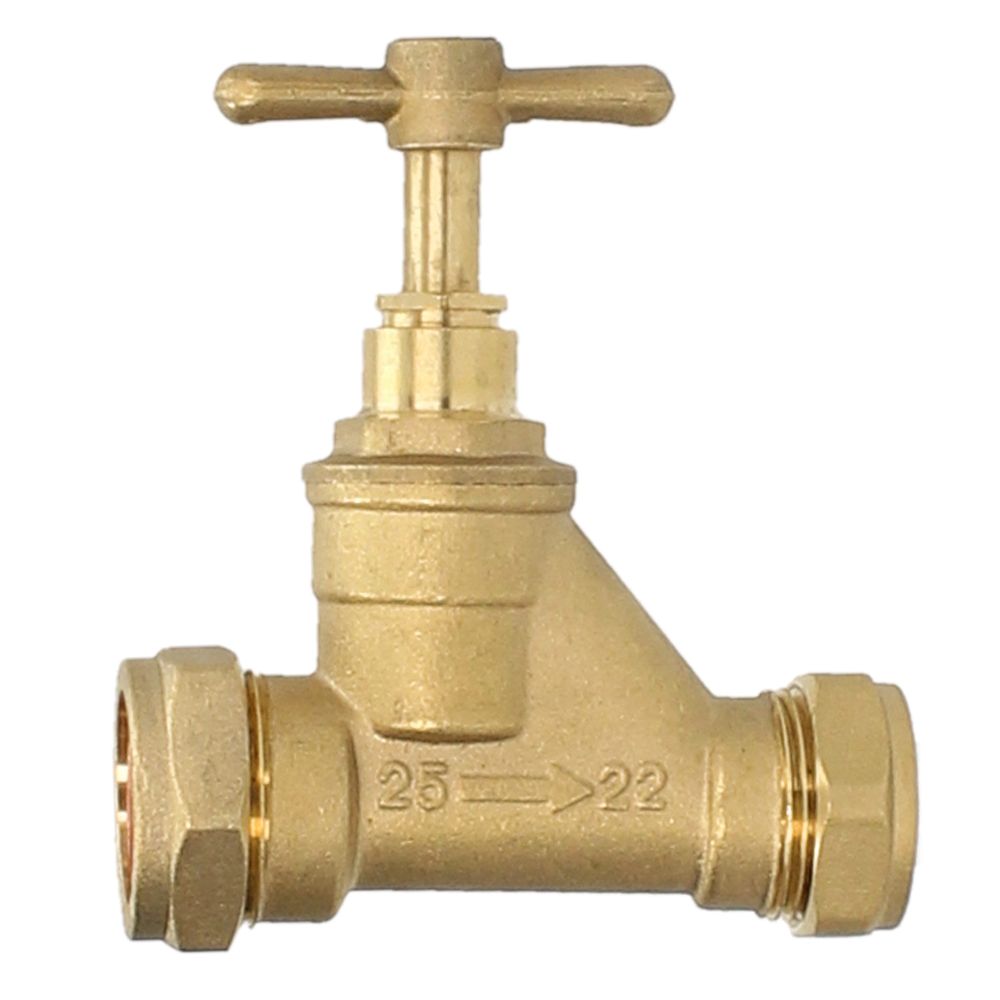 25mm x 22mm Compression Stopcock (Poly x Copper) - APP Plumbing and Heating