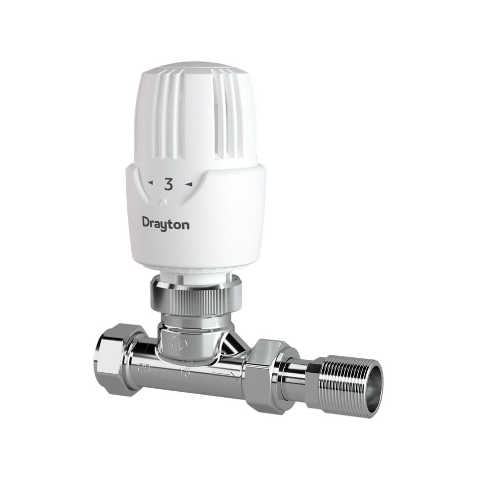 Drayton RT414 15mm White / Chrome Straight TRV With Integral Head - APP ...