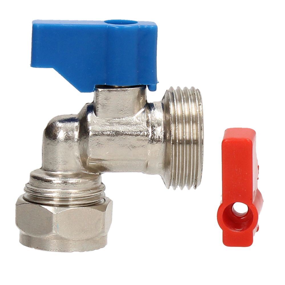 Chrome 15mm x 3/4" Angled Washing Machine Valve - APP Plumbing and Heating